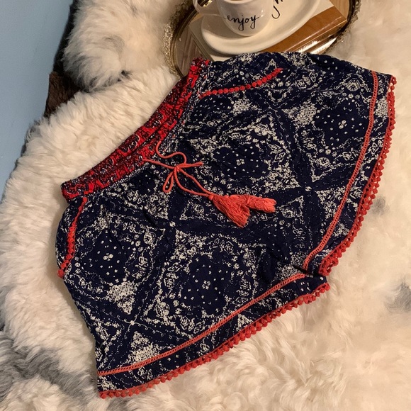 beach exist | Shorts | Beach Shorts Red White Blue Batik Print Flowy ...